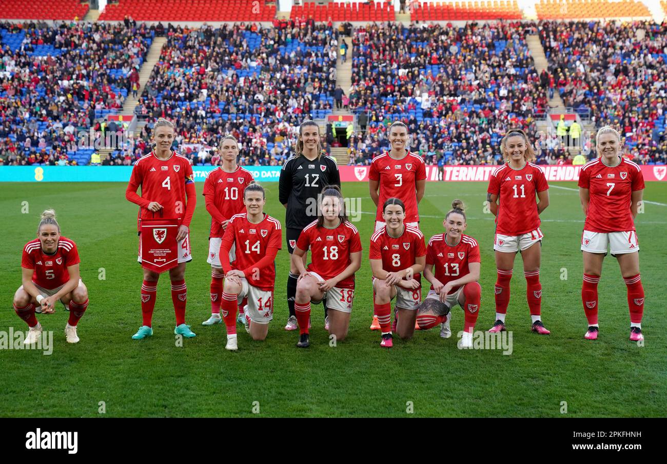 Wales team group before, left to right, standing, Sophie Ingle, Jess ...