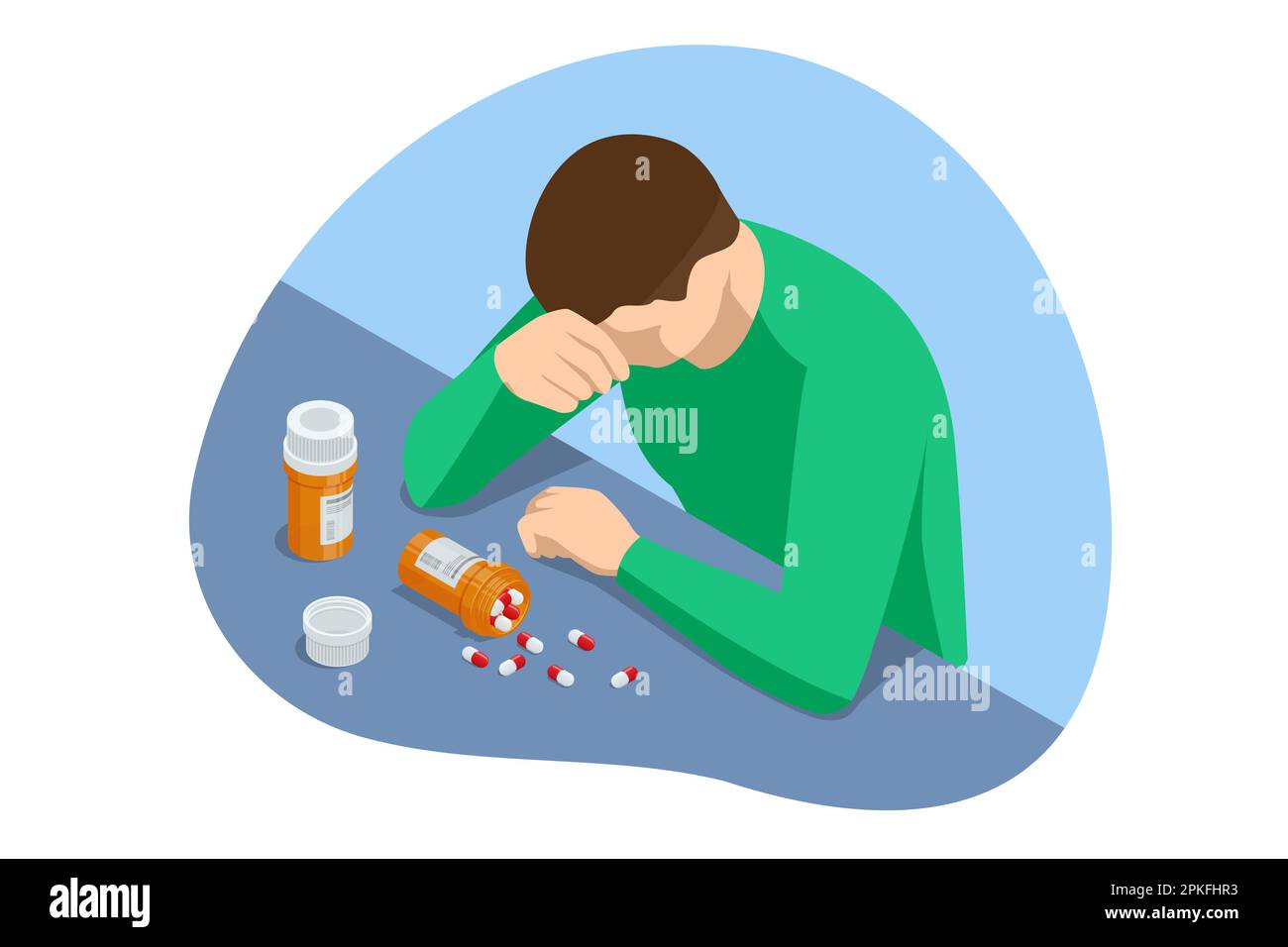 Isometric concept of dependence on pills, drugs, antidepressants ...