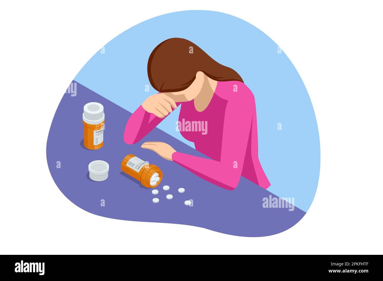 Isometric concept of dependence on pills, drugs, antidepressants ...