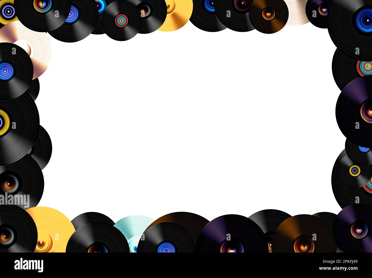 A frame made by Multicolour Vinyl records LP with graphics label Stock ...