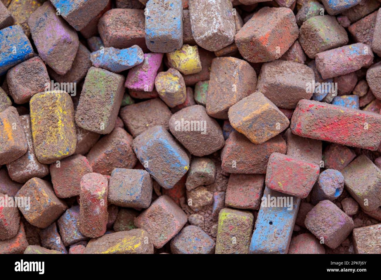 Colored pieces of chalk. Broken pieces of colored dirty chalk Stock ...