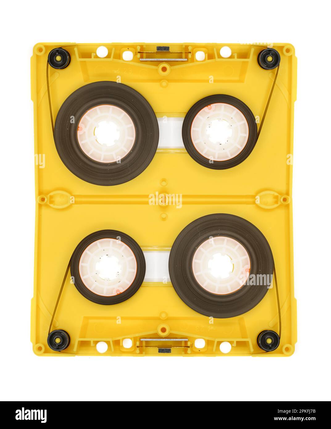 double old yellow audio cassette tape open Stock Photo - Alamy