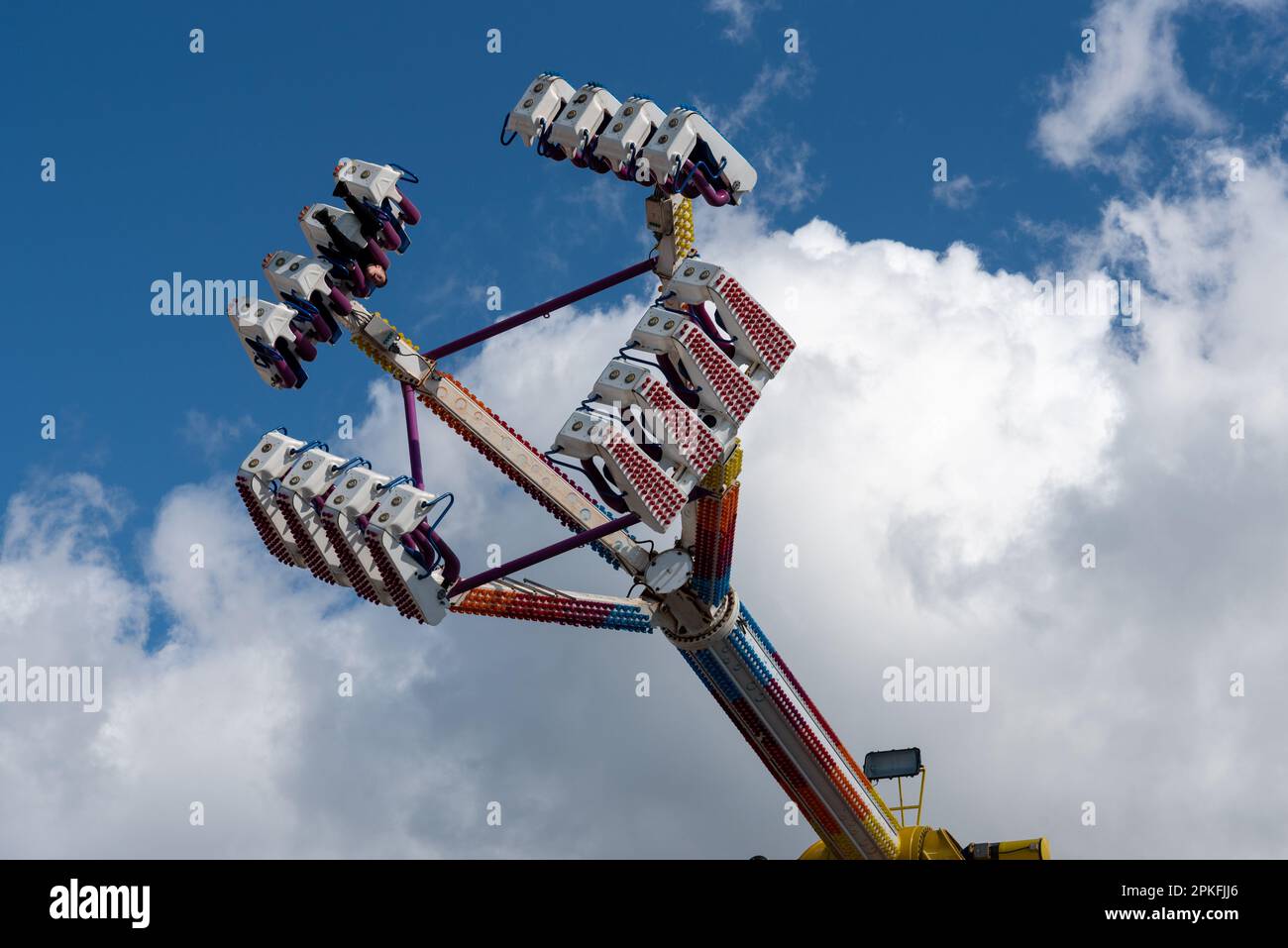 Tornado against a cloudy sky, new ride at Clarence pier funfair in ...
