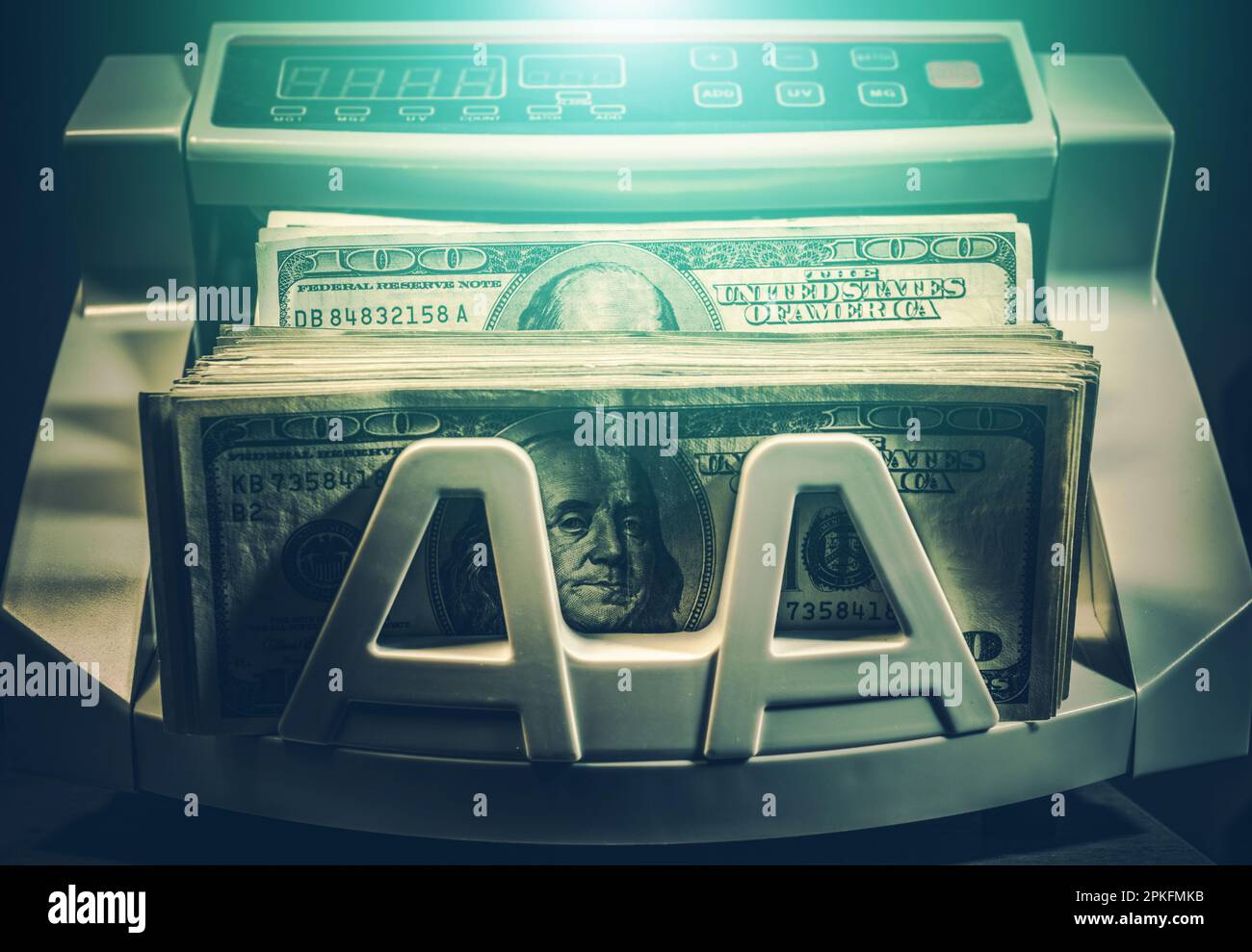 Dollar Cash Money Inside a Bill Counter Front View. Counting One ...