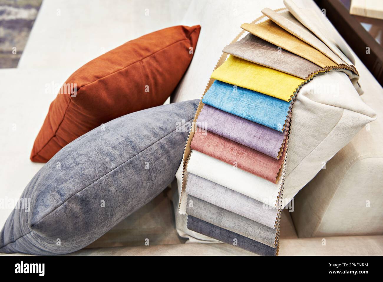 Fabric samples of upholstery sofa in the store Stock Photo - Alamy