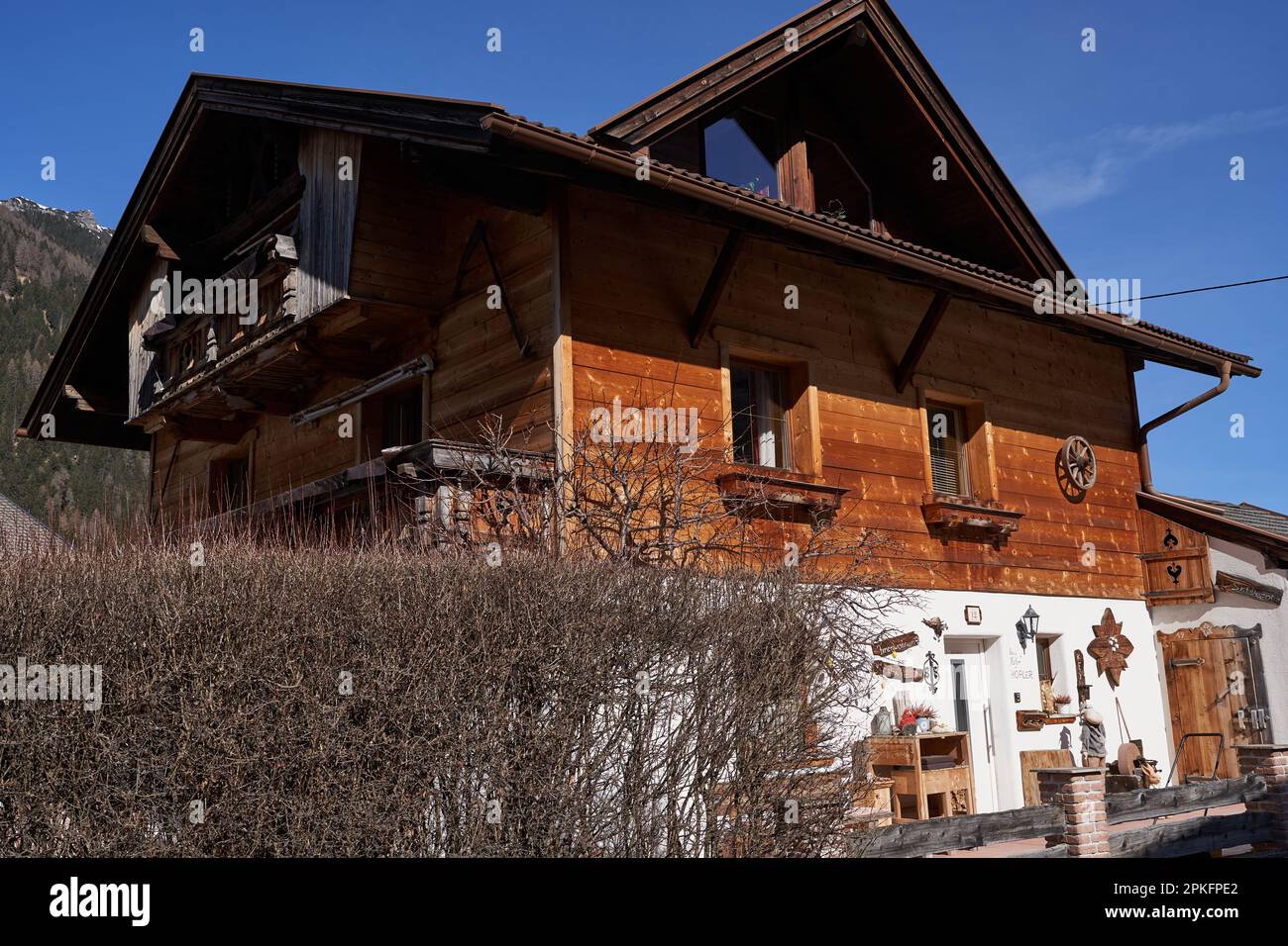 Neder, Austria - March 16, 2023 - a small town in an alpine valley ...