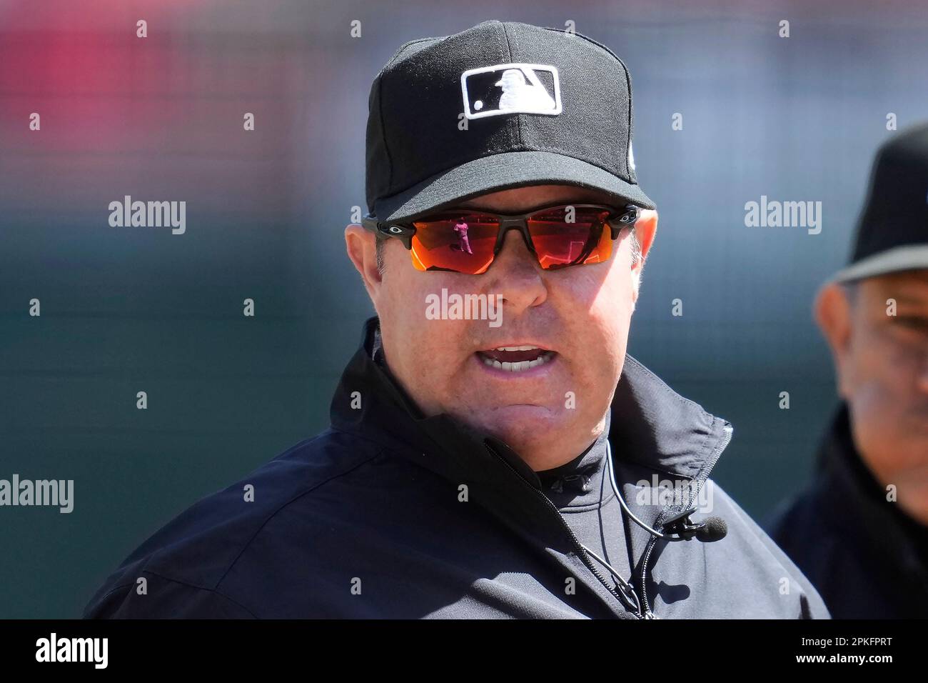 Umpire Doug Eddings before a baseball game between the Oakland ...