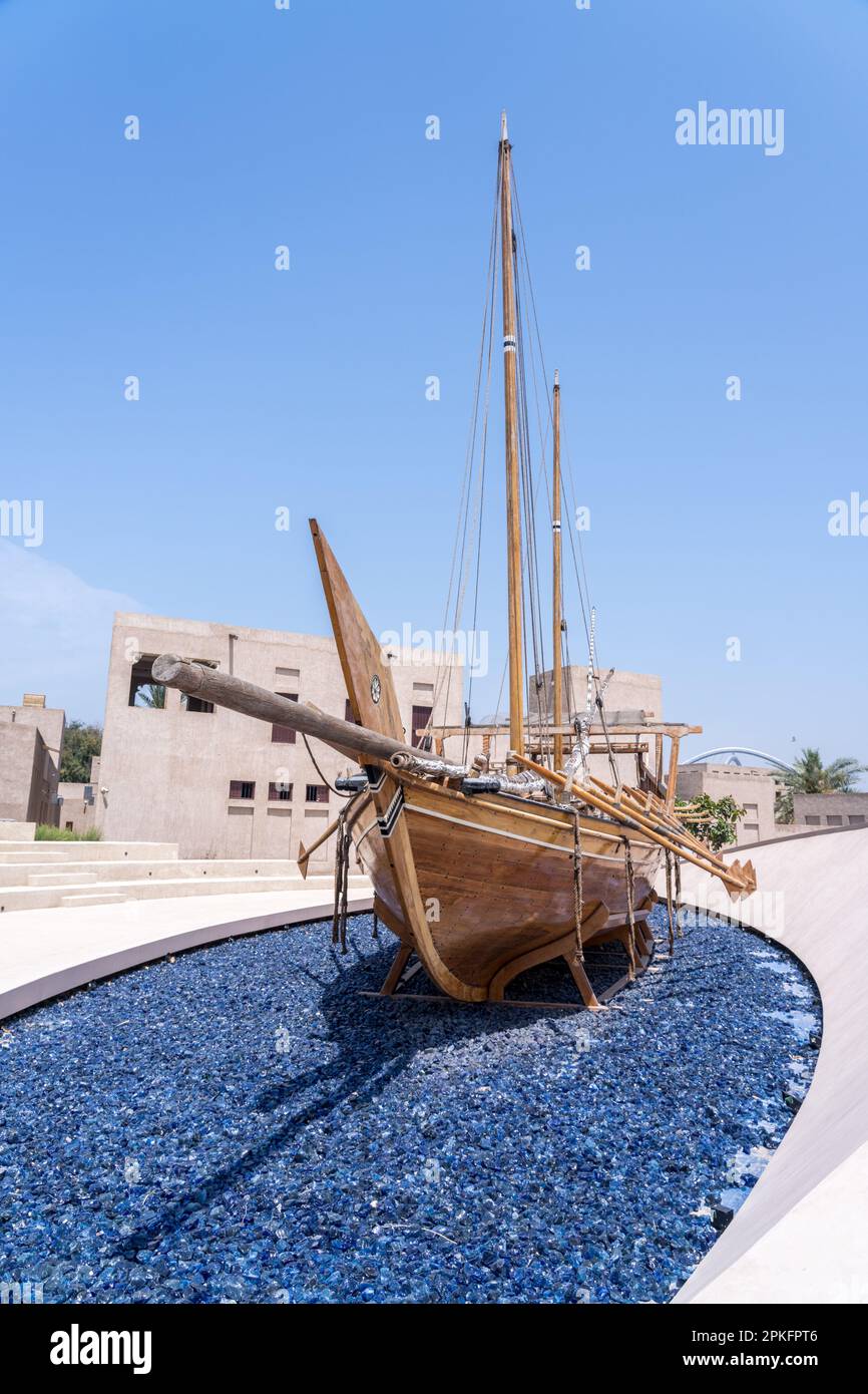 Reconstruction of Dhow in the Al Shindagha district and museum in Bur ...