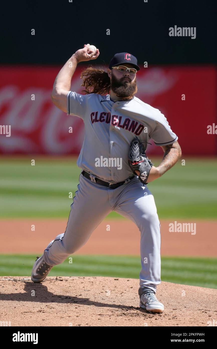Cleveland Guardians' Hunter Gaddis against the Oakland Athletics during ...