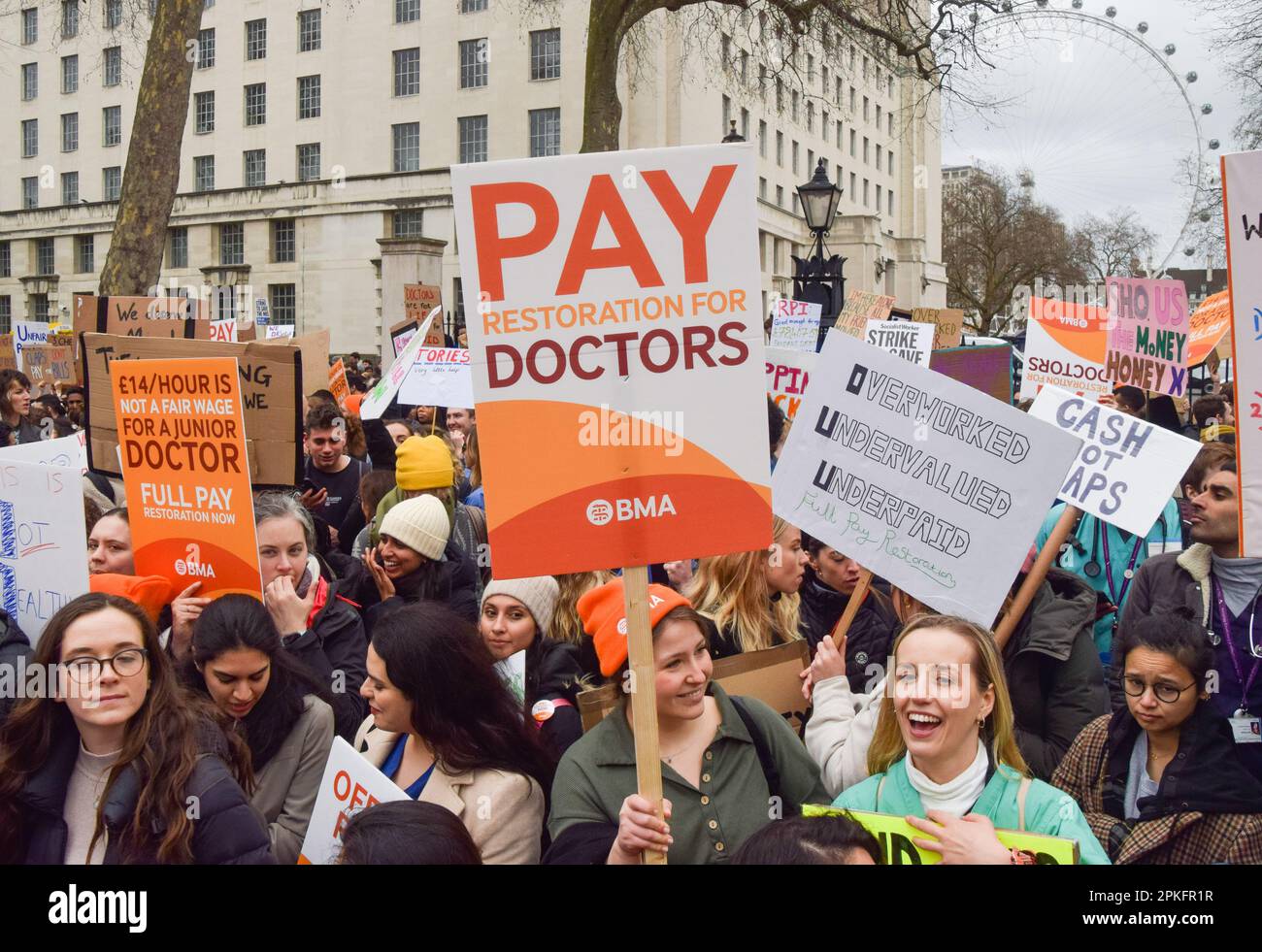 London, UK. 13th March 2023. Thousands of junior doctors and supporters ...