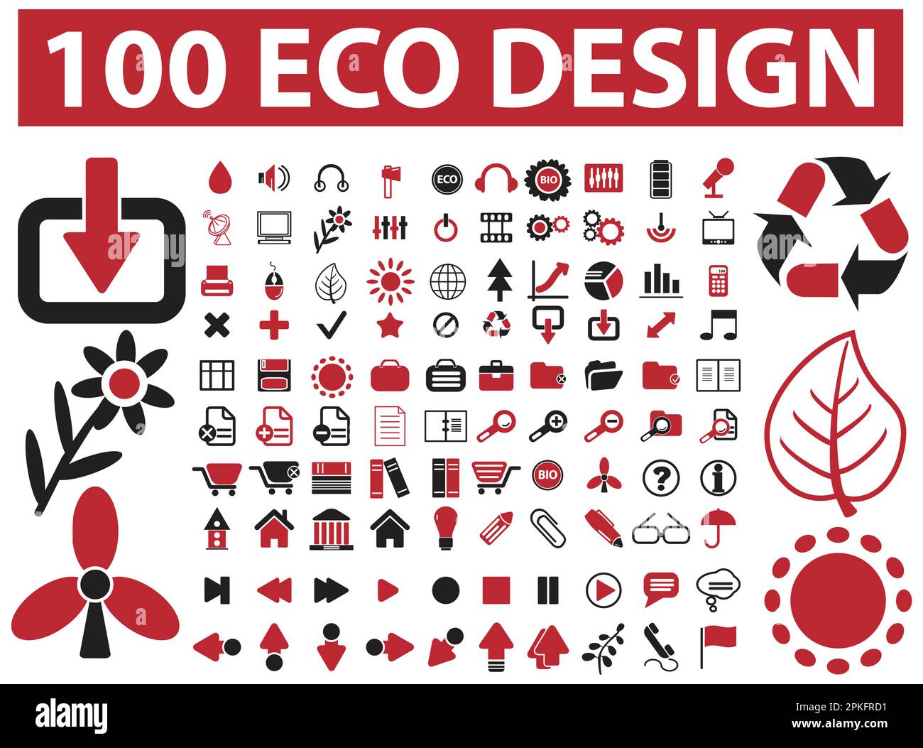 A set of 100 Eco design icons vector illustration Stock Vector Image ...