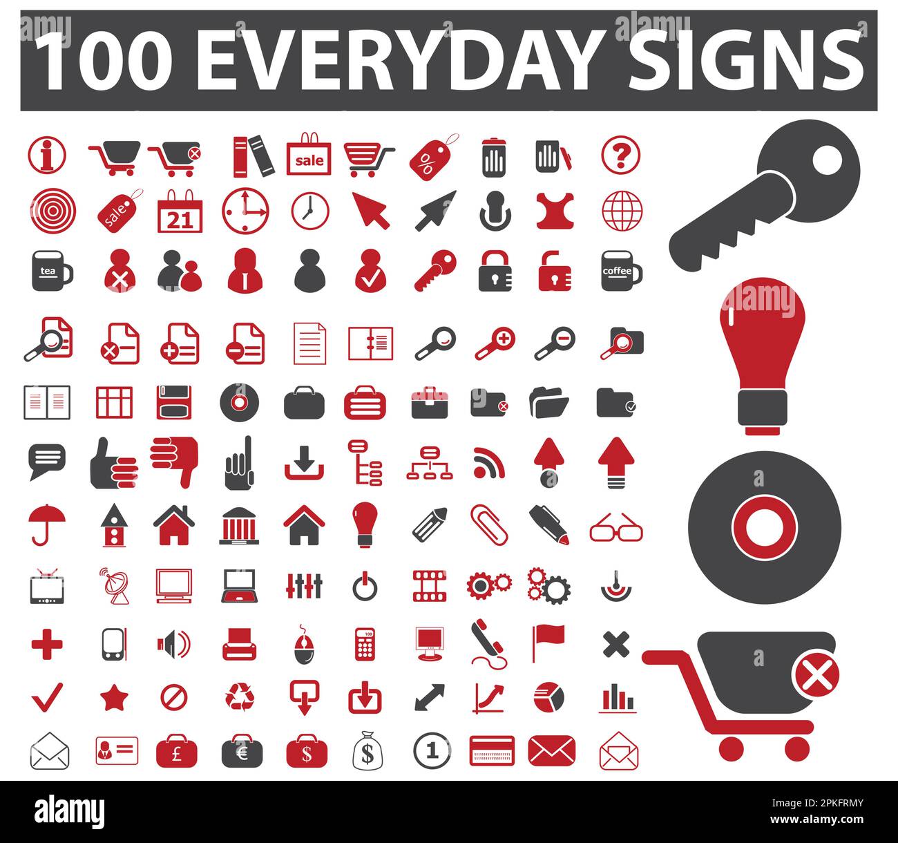 A set of icons including one 100 everyday signs vector illustration ...
