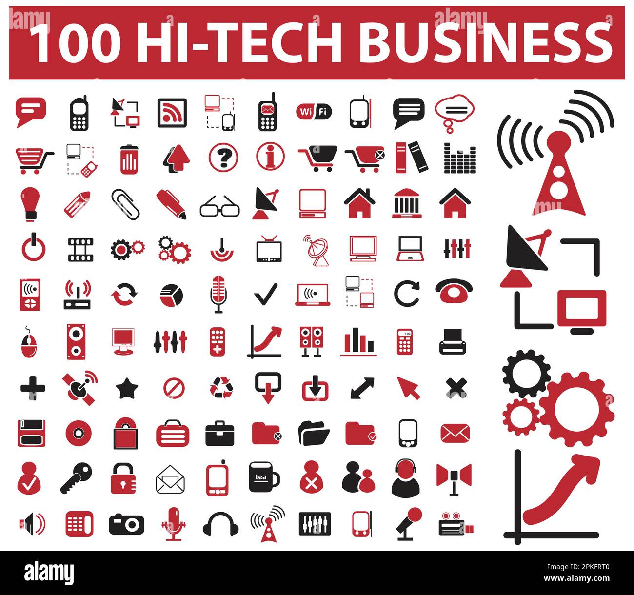 A set of 100 Hi-Tech Business icon vector illustration Stock Vector ...