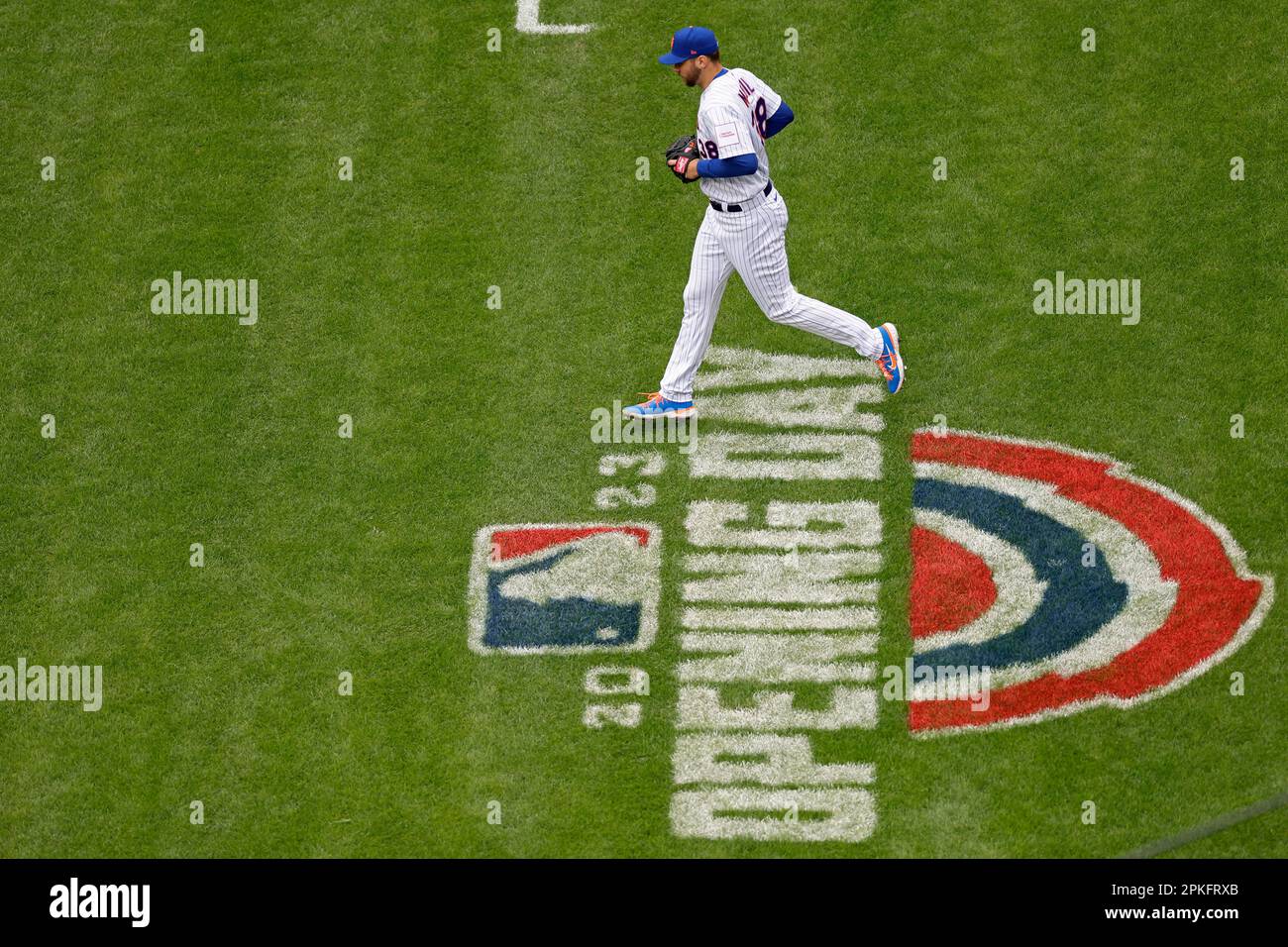 New York Mets pitcher Tylor Megill takes the field for the first inning ...