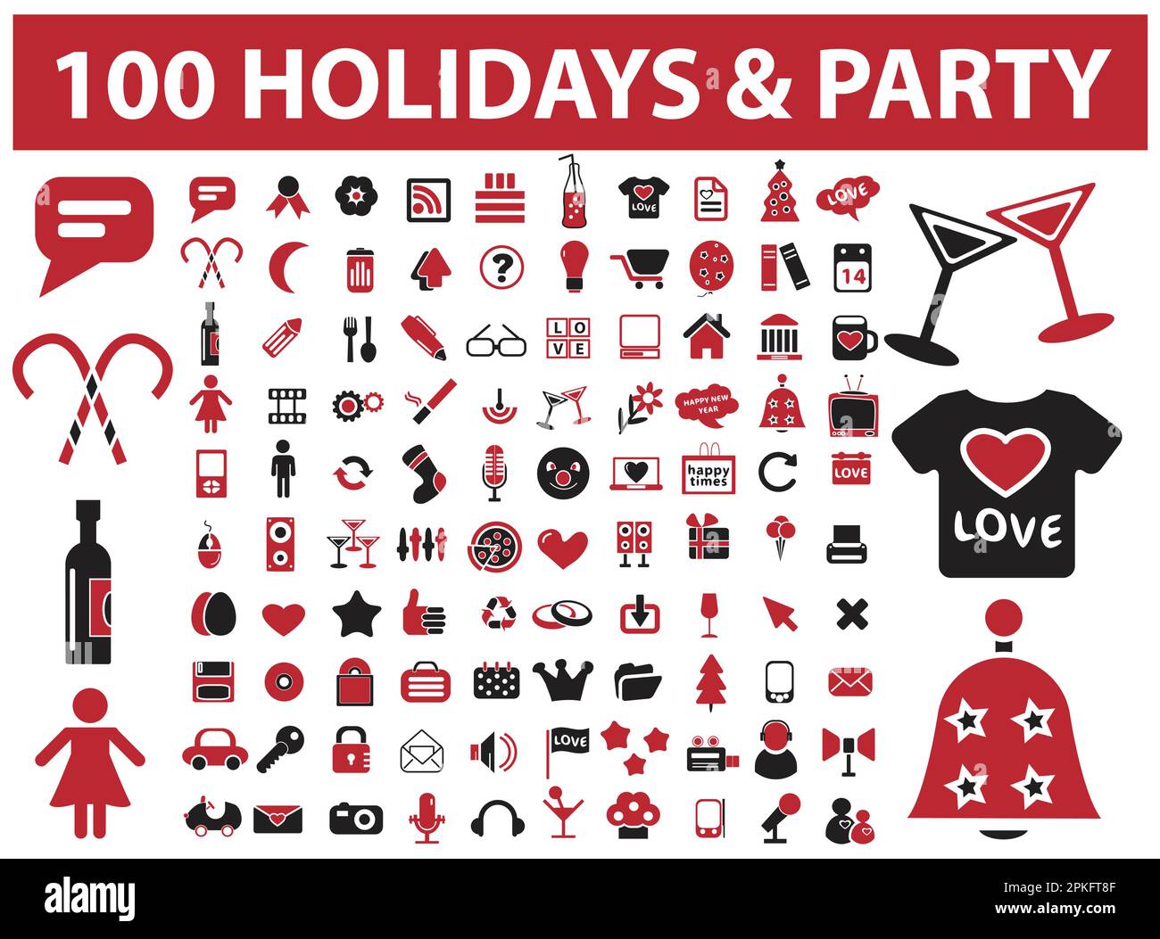 A set of 100 Holidays and party icons vector illustration Stock Vector ...