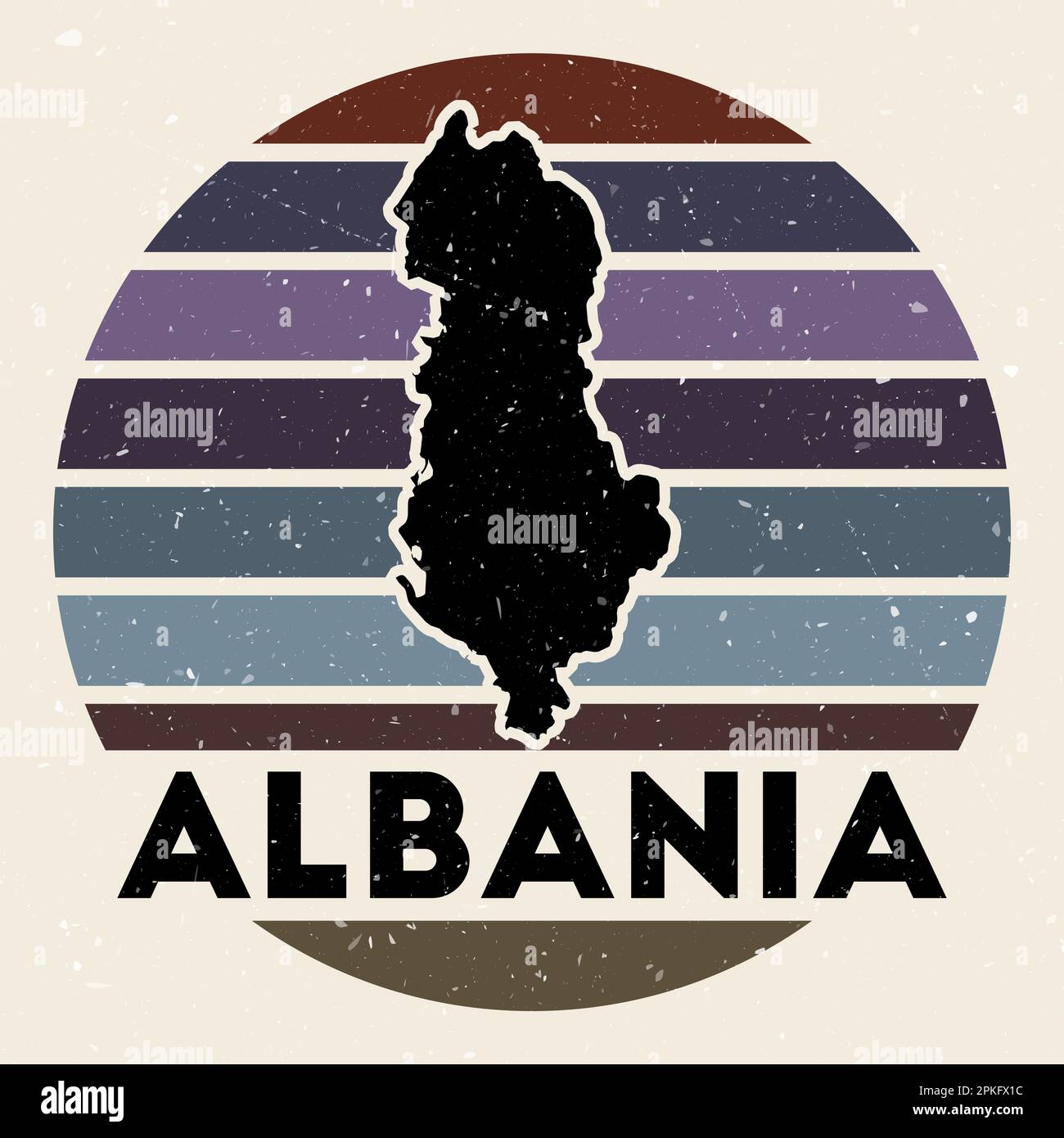 Albania logo. Sign with the map of the country and colored stripes ...