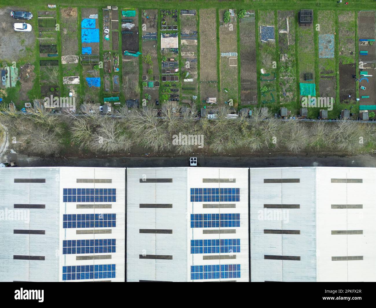 Drone top down view of a well-known warehouse and distribution company ...