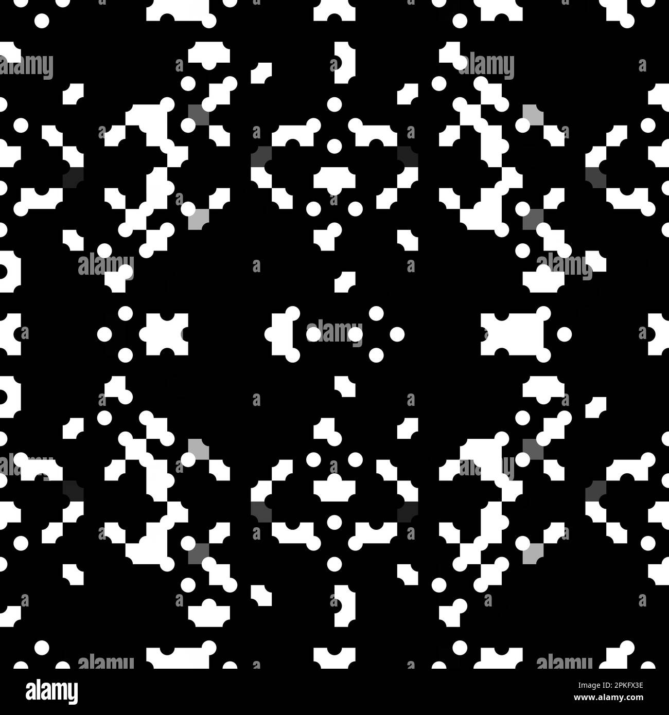 Irregular pixel seamless pattern. Geometric retro design in monochrome ...