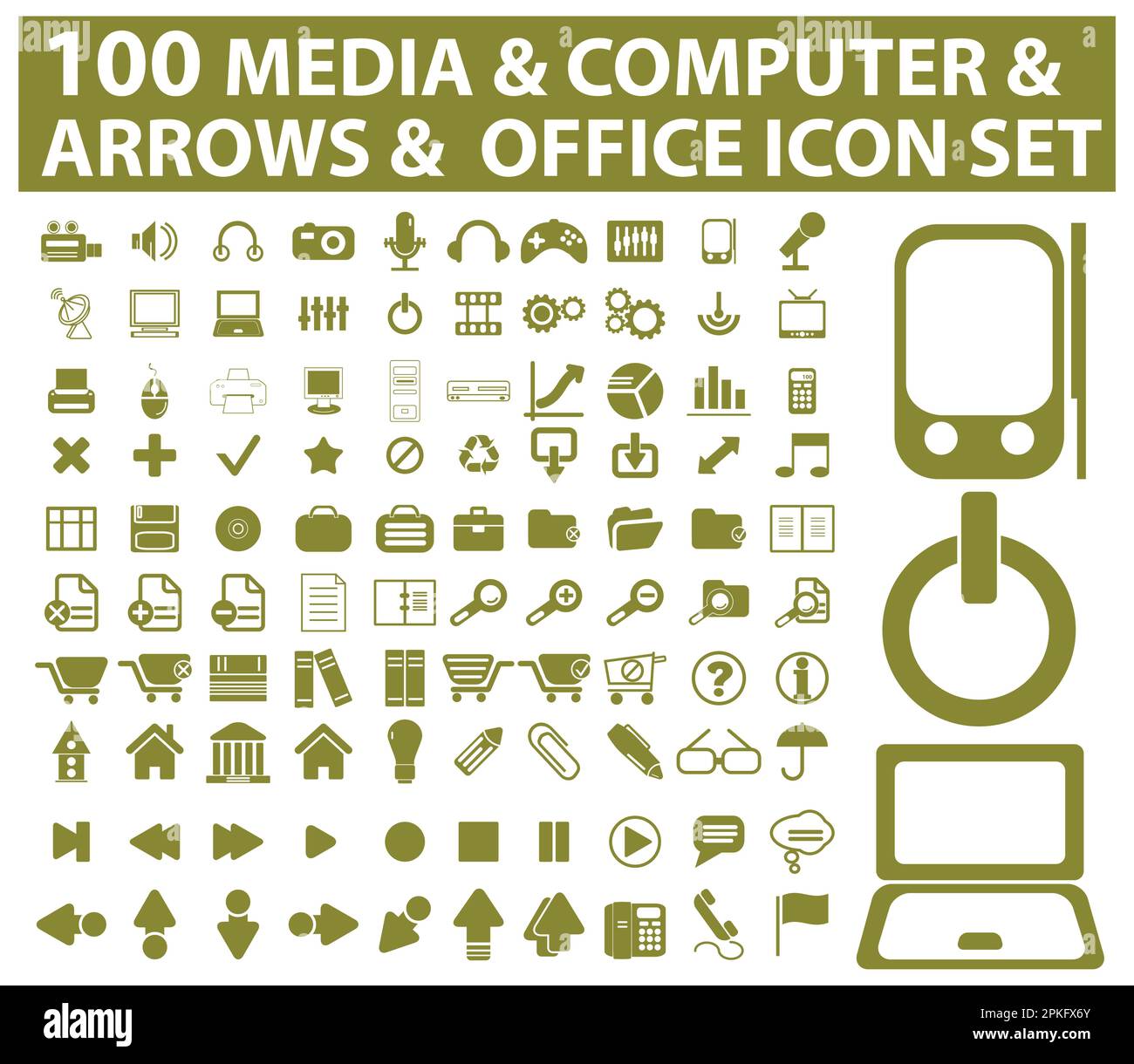 A set of 100 media computer and arrows and office icon set pack vector ...