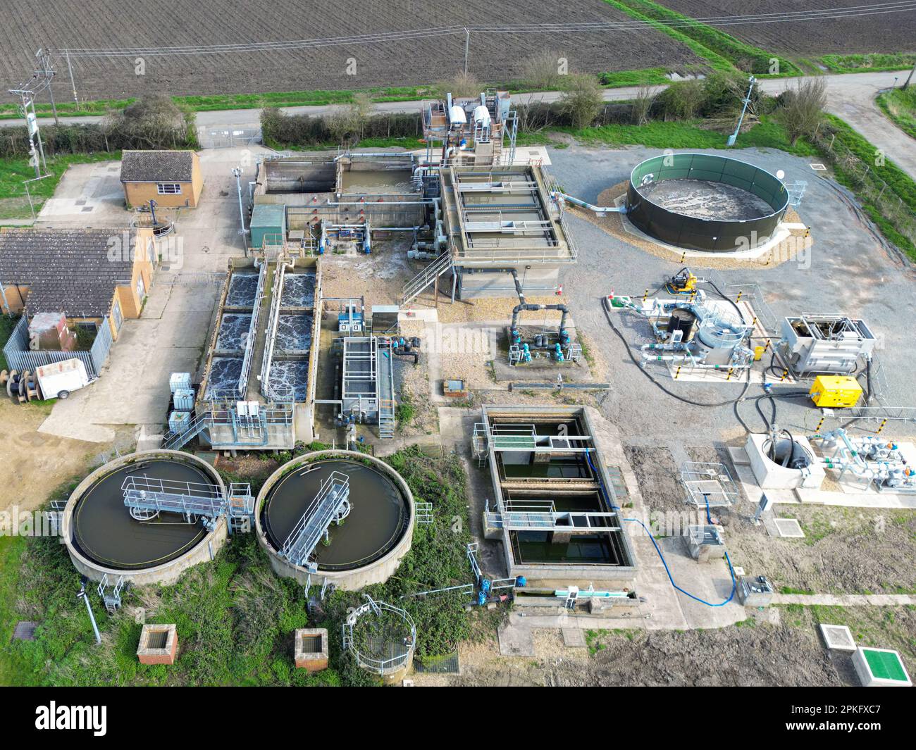 Drone top down view of the main stages of purification as seen in the ...