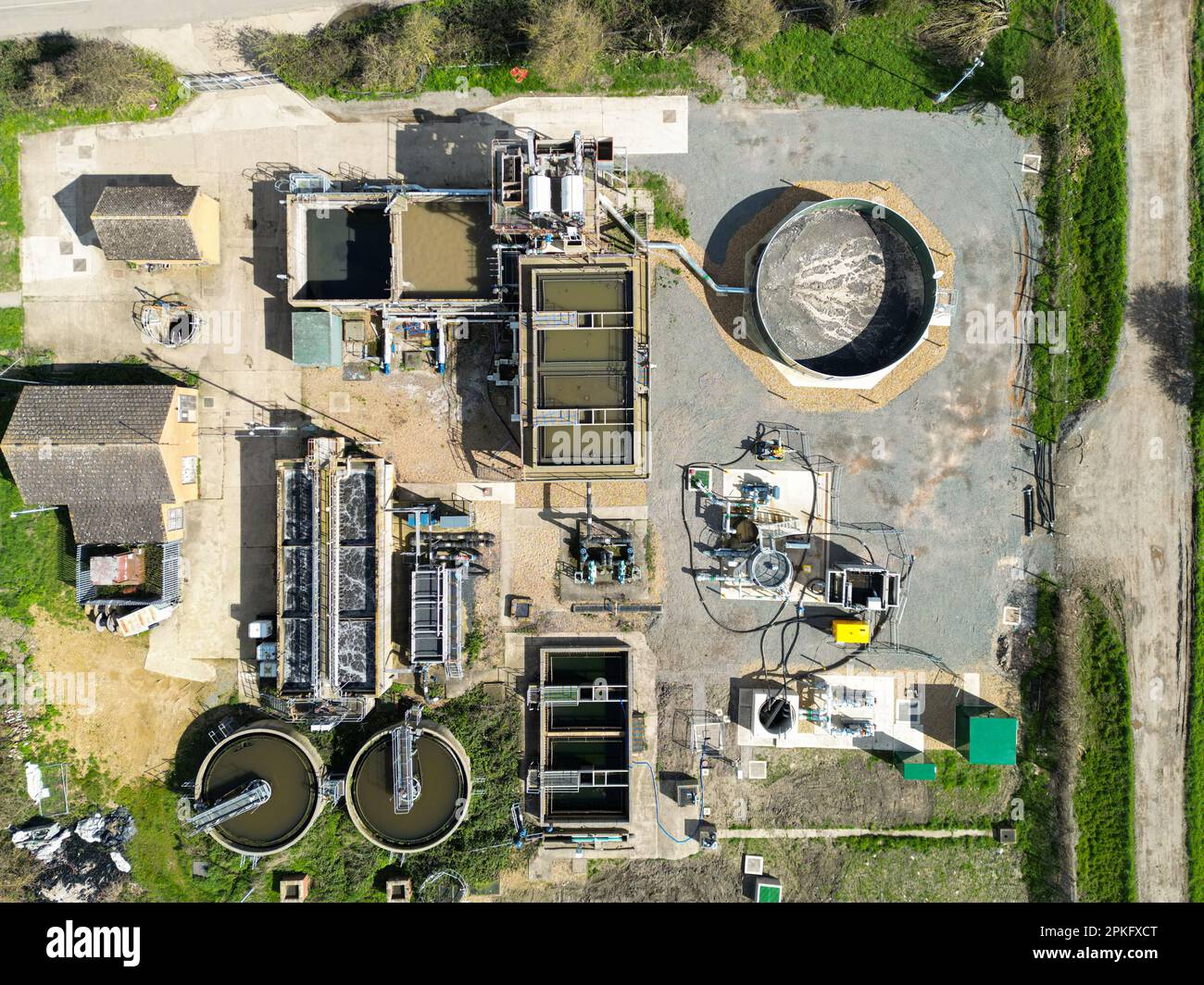 Drone top down view of the main stages of purification as seen in the ...
