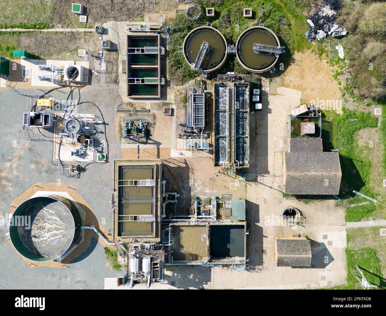Drone top down view of the main stages of purification as seen in the ...