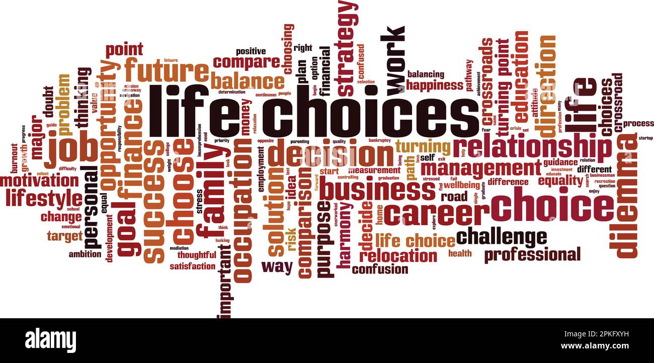 Life choices word cloud concept. Collage made of words about life ...
