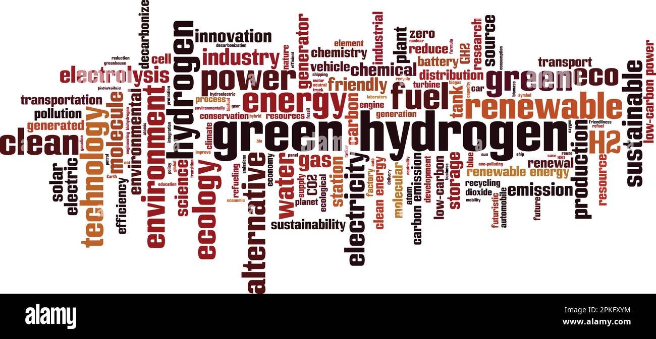 Green hydrogen word cloud concept. Collage made of words about green ...