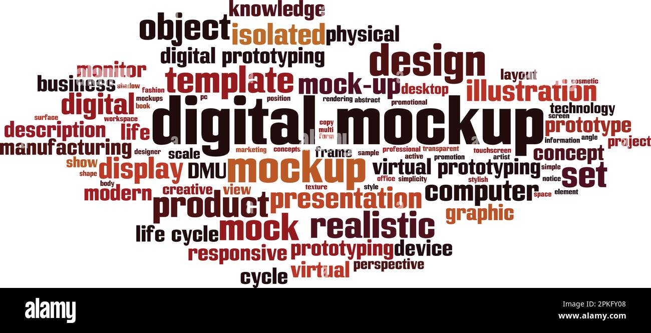 Digital mockup, word cloud concept. Collage made of words about digital mockup. Vector ...