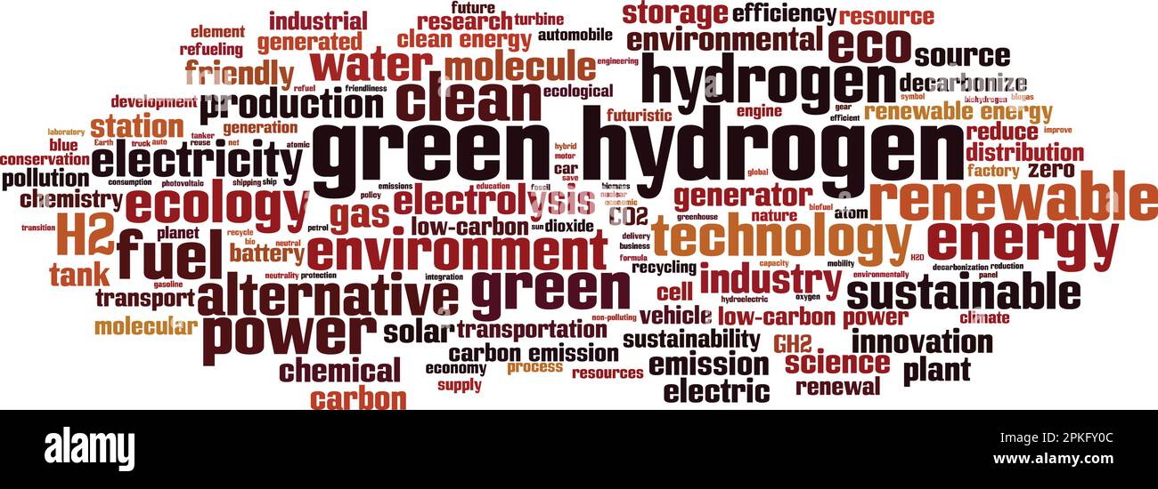 Green hydrogen word cloud concept. Collage made of words about green ...
