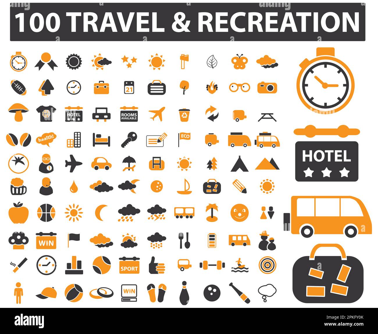 A set of 100 Travel and Recreation icons vector illustration Stock ...