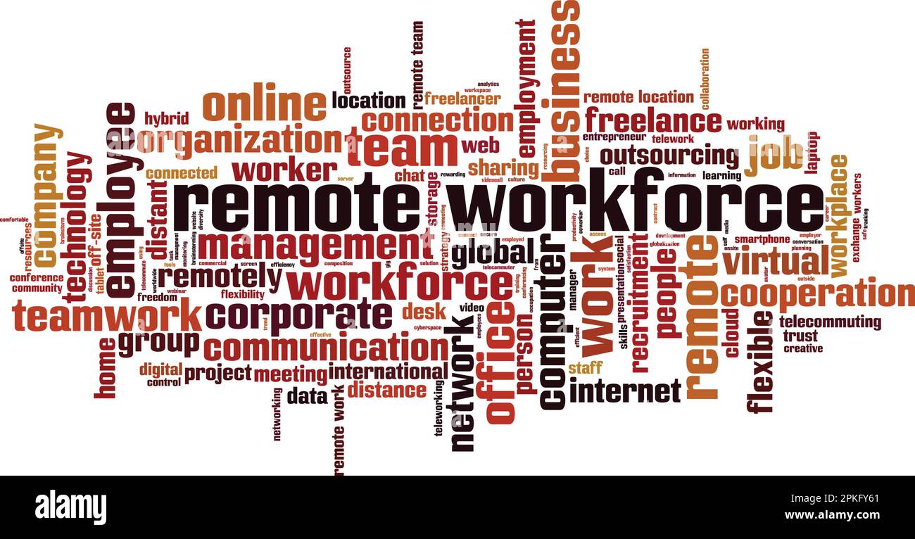 Remote workforce, word cloud concept. Collage made of words about ...