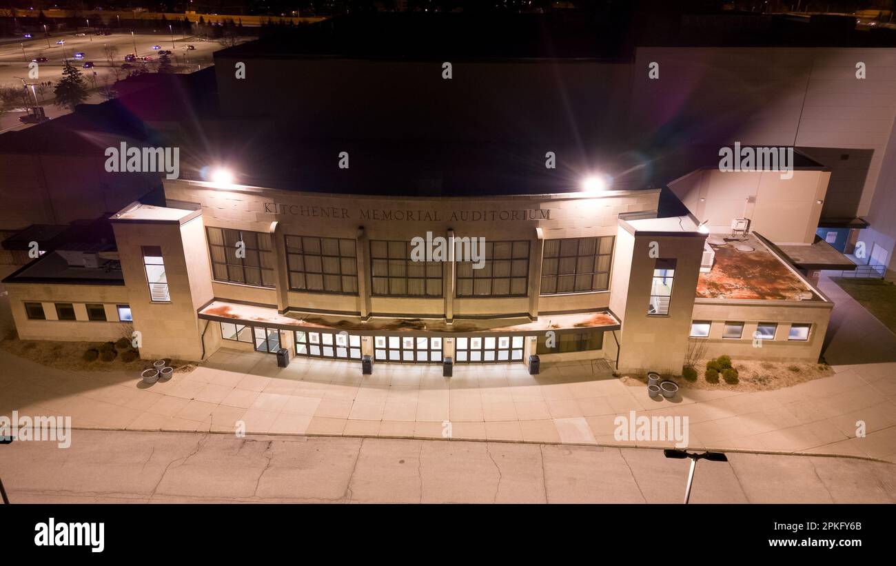 Kitchener Memorial Auditorium Aerial Night 2023, Luke Durda/Alamy Stock ...