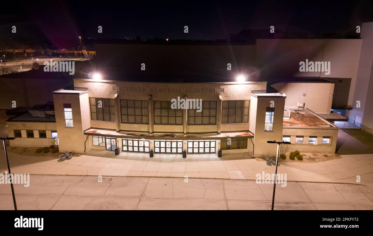 Kitchener Memorial Auditorium Aerial Night 2023, Luke Durda/Alamy Stock ...