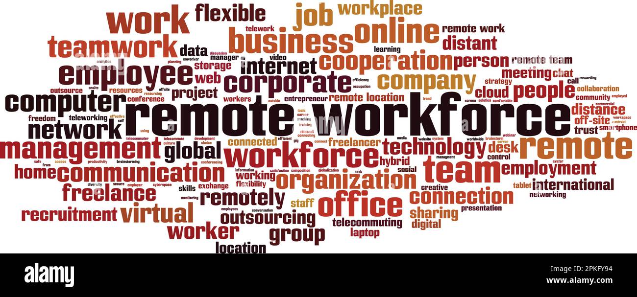 Remote workforce, word cloud concept. Collage made of words about ...