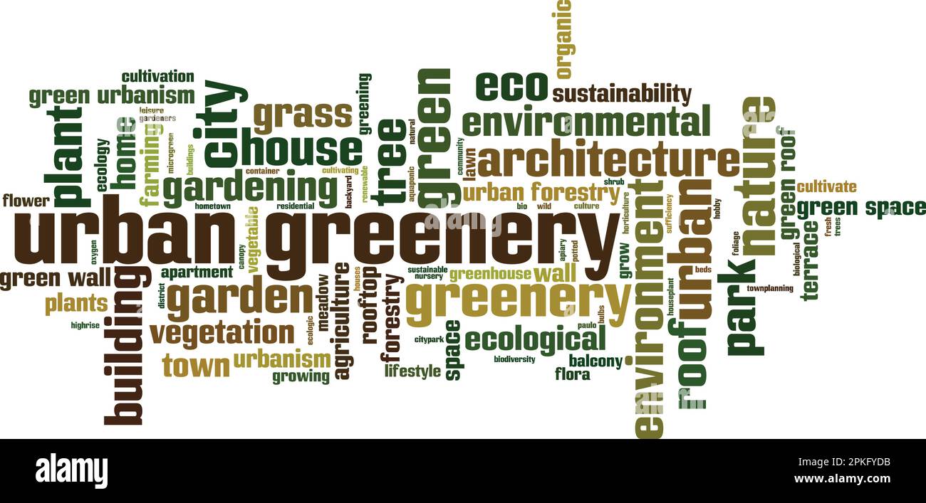 Urban greenery, word cloud concept. Collage made of words about urban ...