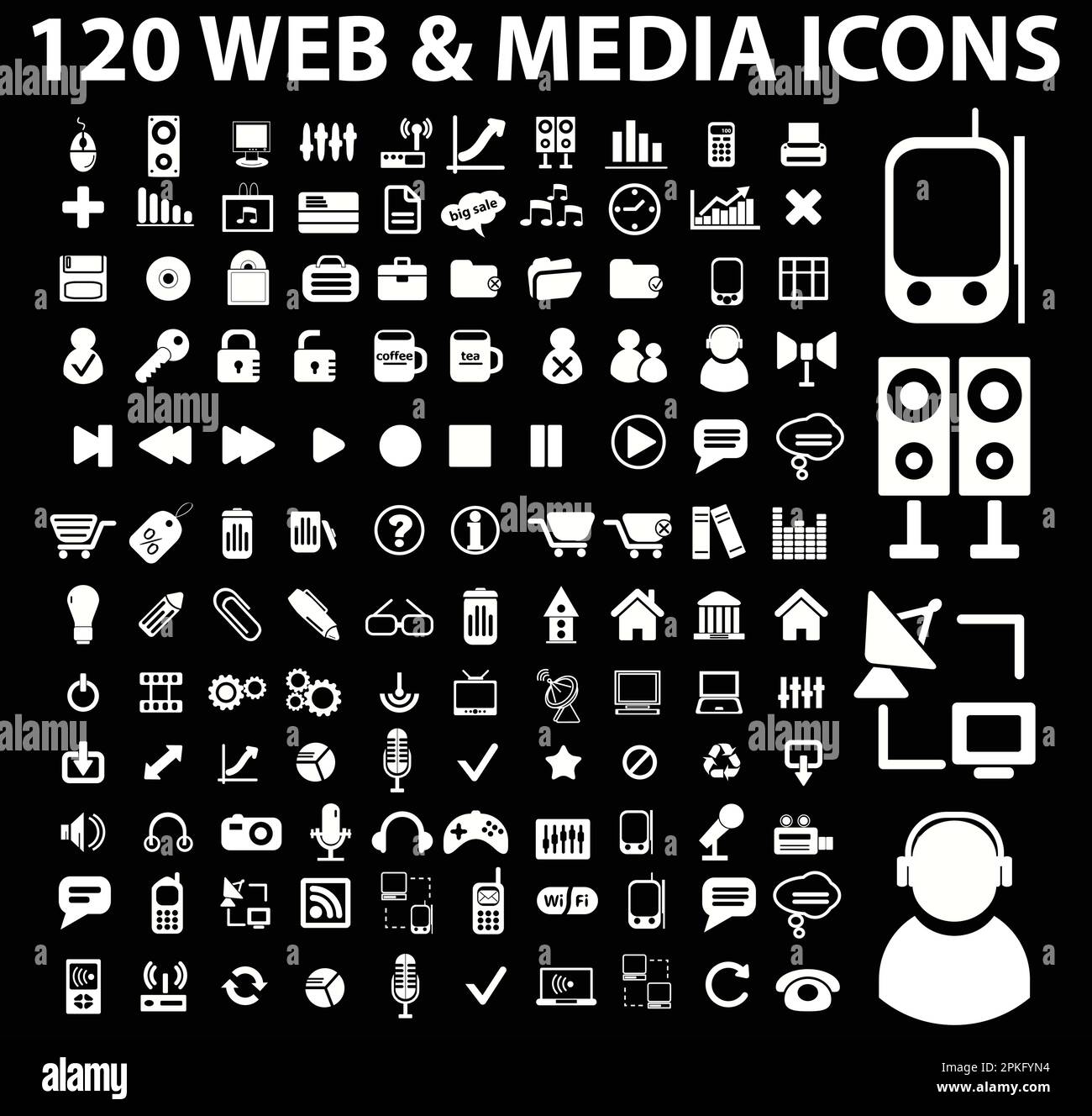 A set of web and media icons vector illustration Stock Vector Image ...