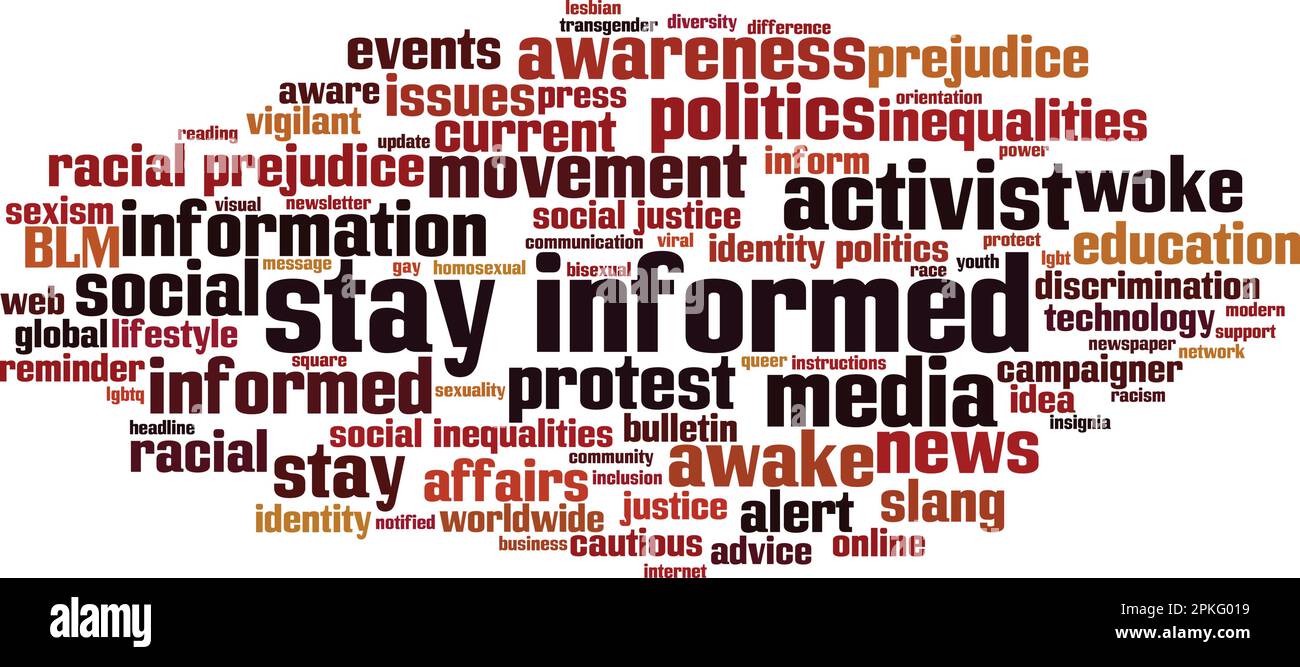 Stay informed word cloud concept. Collage made of words about stay informed. Vector illustration ...
