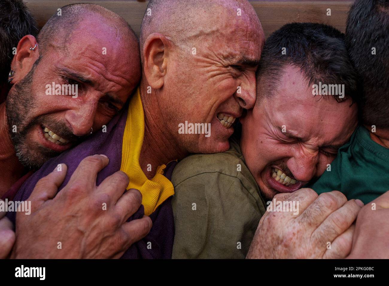 "Costaleros", who carry on their backs the portable dais platform which ...