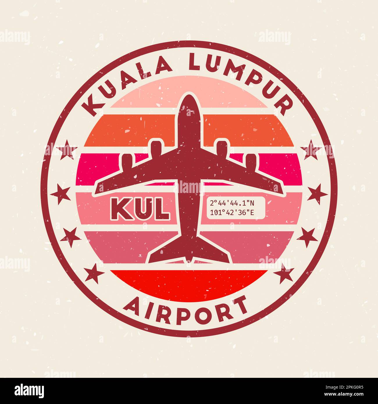 Kuala Lumpur airport insignia. Round badge with vintage stripes ...