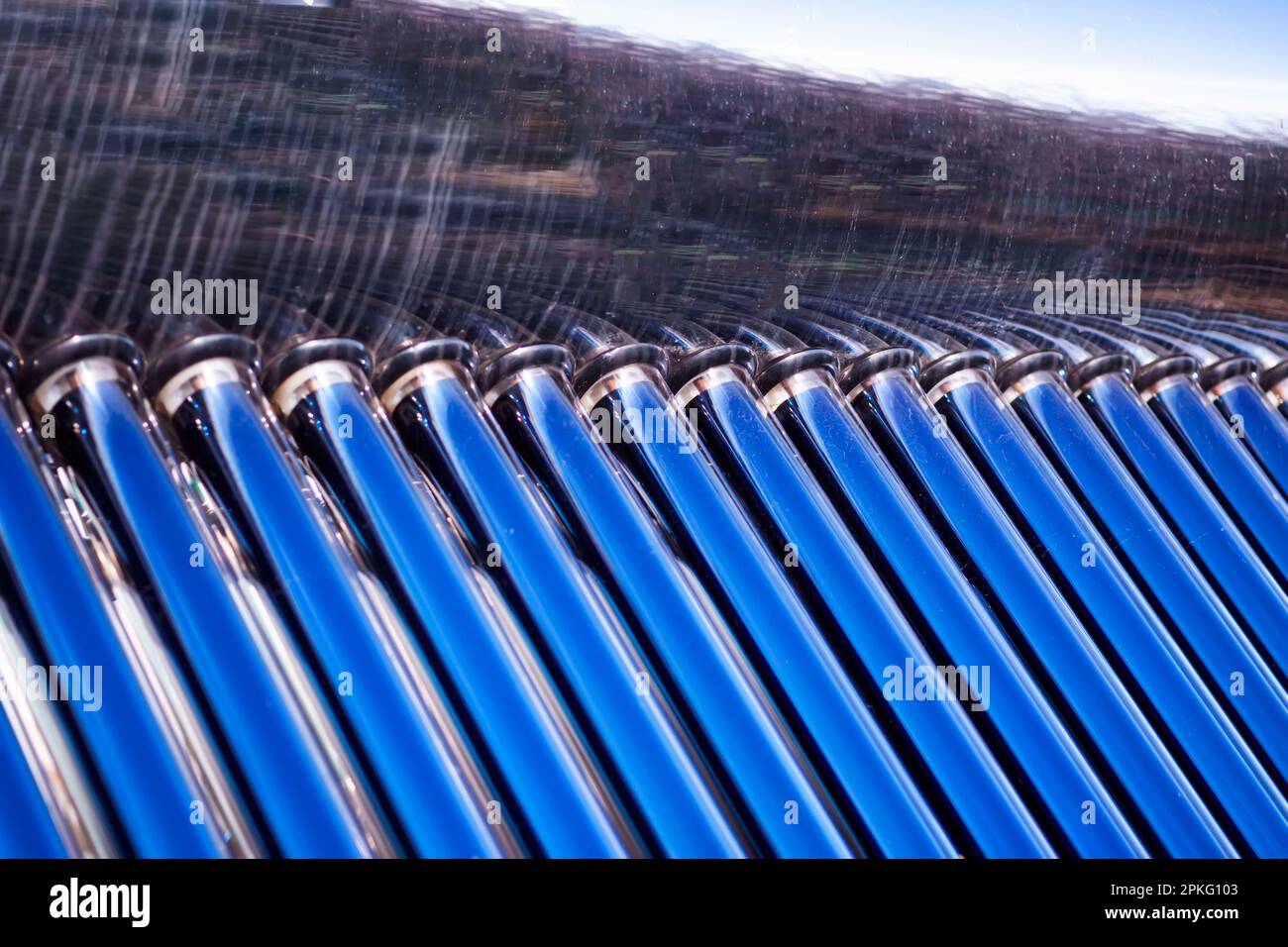Solar collectors near the house. An environmentally friendly system ...
