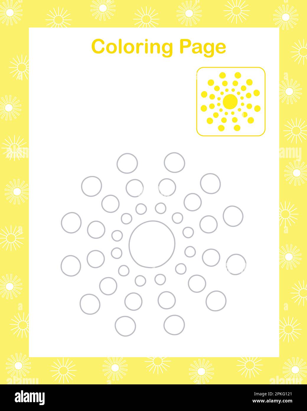 Sun simple outline cartoon coloring page vector illustration, nature ...