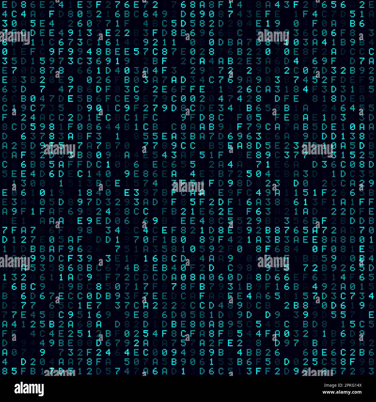 Digital background. Cyan filled hexadecimal background. Medium sized ...