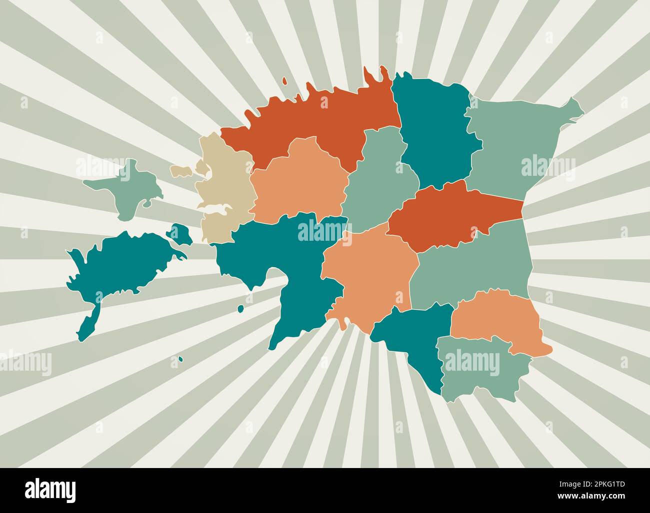 Estonia map. Poster with map of the country in retro color palette ...