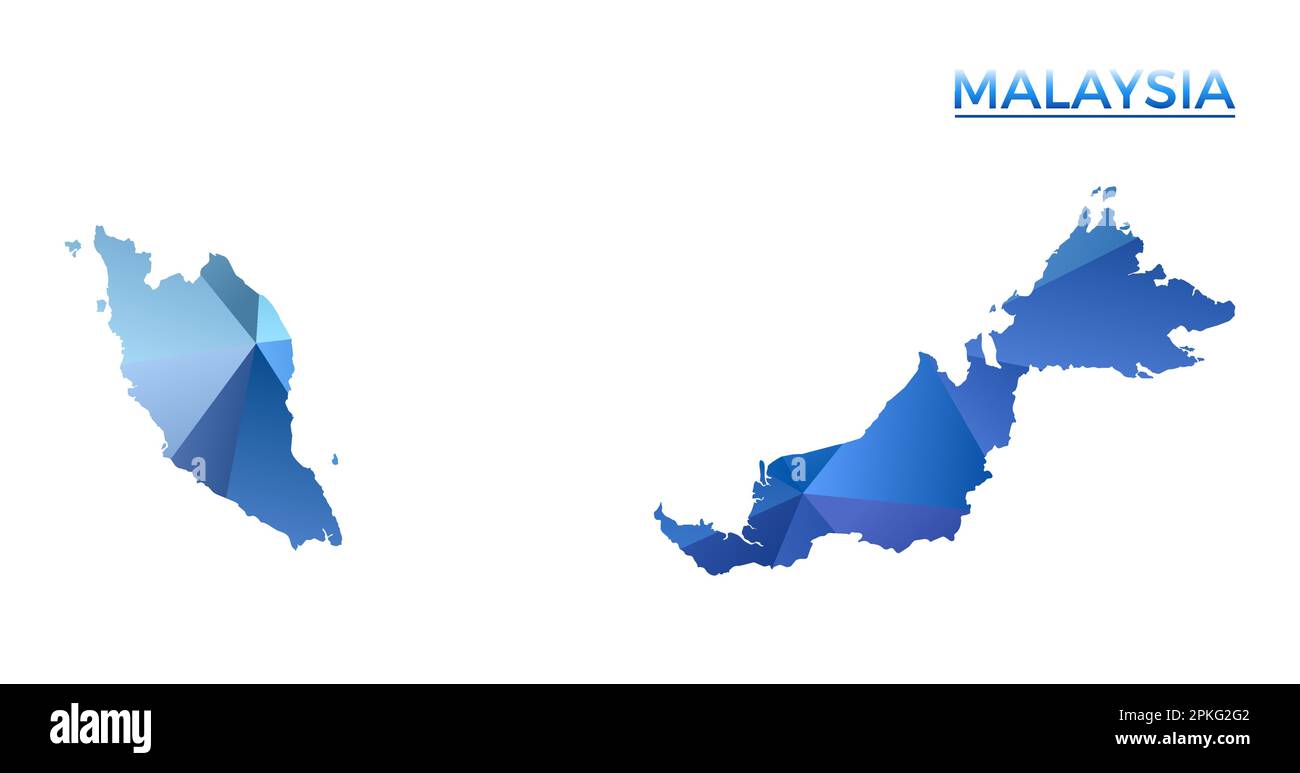 Vector polygonal Malaysia map. Vibrant geometric country in low poly ...