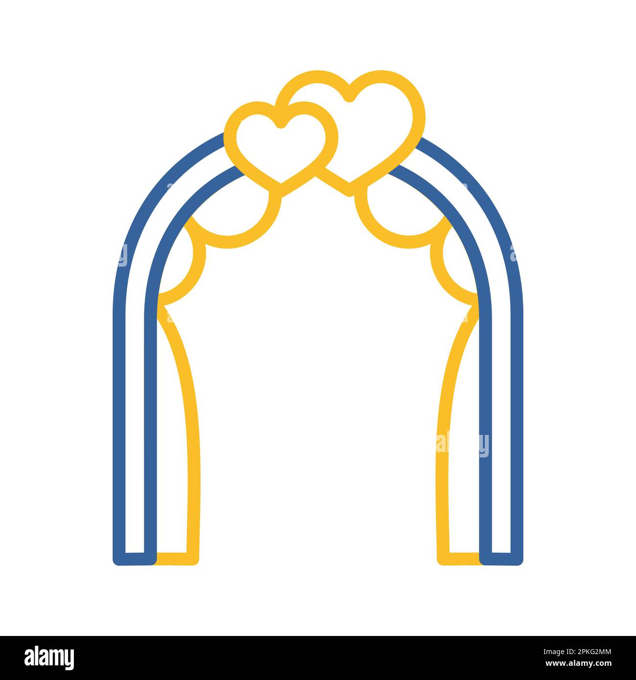 Wedding arch with hearts isolated icon. Vector illustration, romance ...
