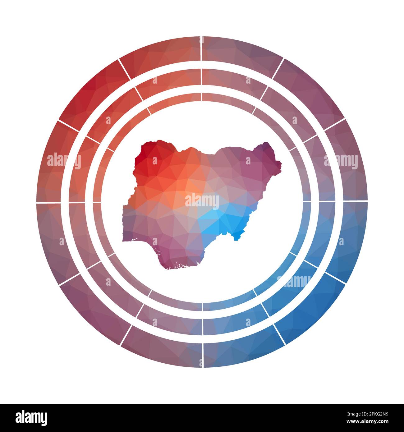 Nigeria badge. Bright gradient logo of country in low poly style ...