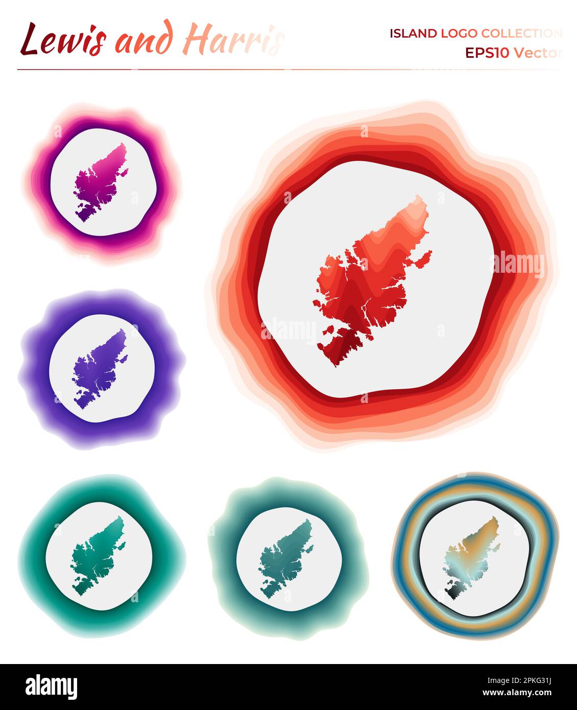 Lewis and Harris logo collection. Colorful badge of the island. Layers ...