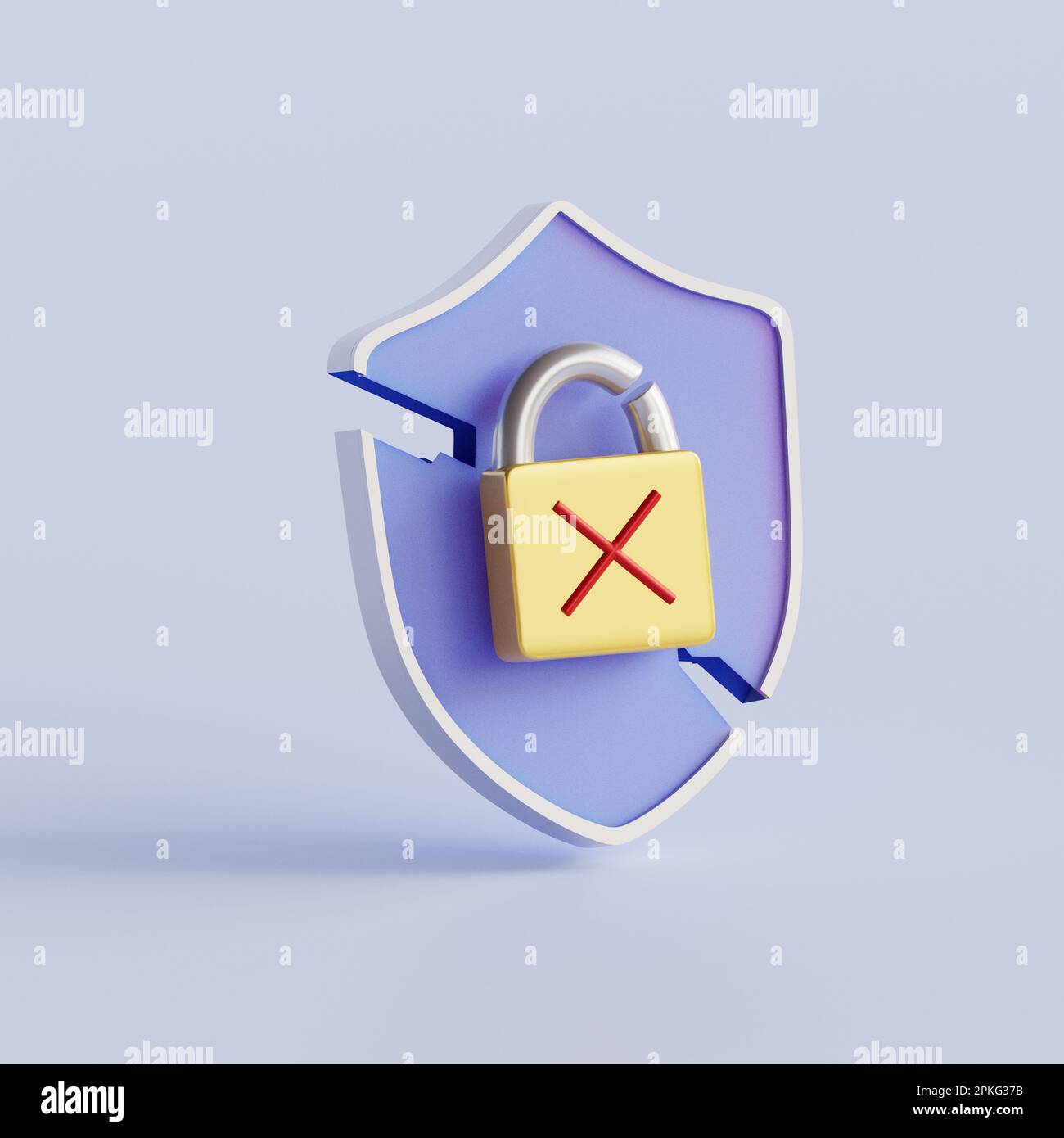 Security breach. Cyber security virus attack and breach. 3d render ...