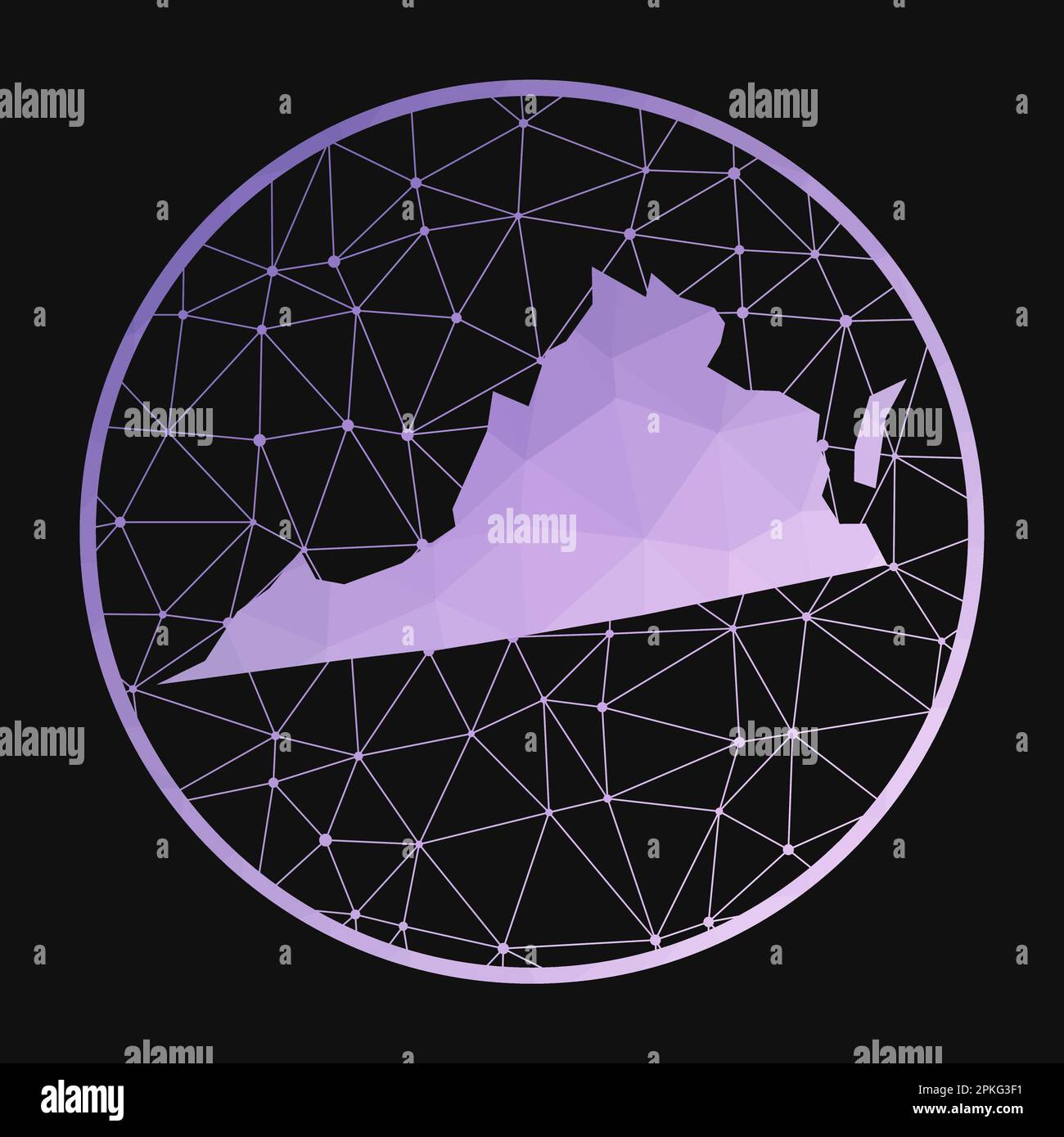 Virginia icon. Vector polygonal map of the US state. Virginia icon in ...